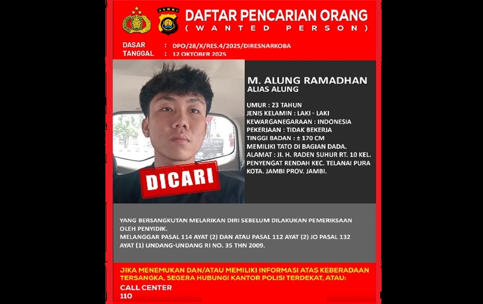 BREAKING NEWS: Polda Jambi Berhasil Tangkap Alung si DPO Narkoba 58 Kg Sabu